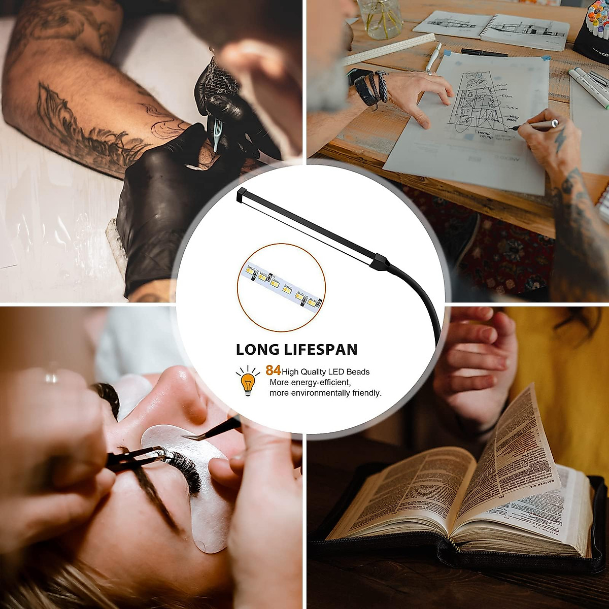 Dragon-Hub Bright Led Floor Lamp with Remote, Floor Light Touch, 3 Colors 5 Brightness 10 Mins Timer, Eyelash Lamp for Eyelash Extensions Lash Light Reading Lamp (Black - R)