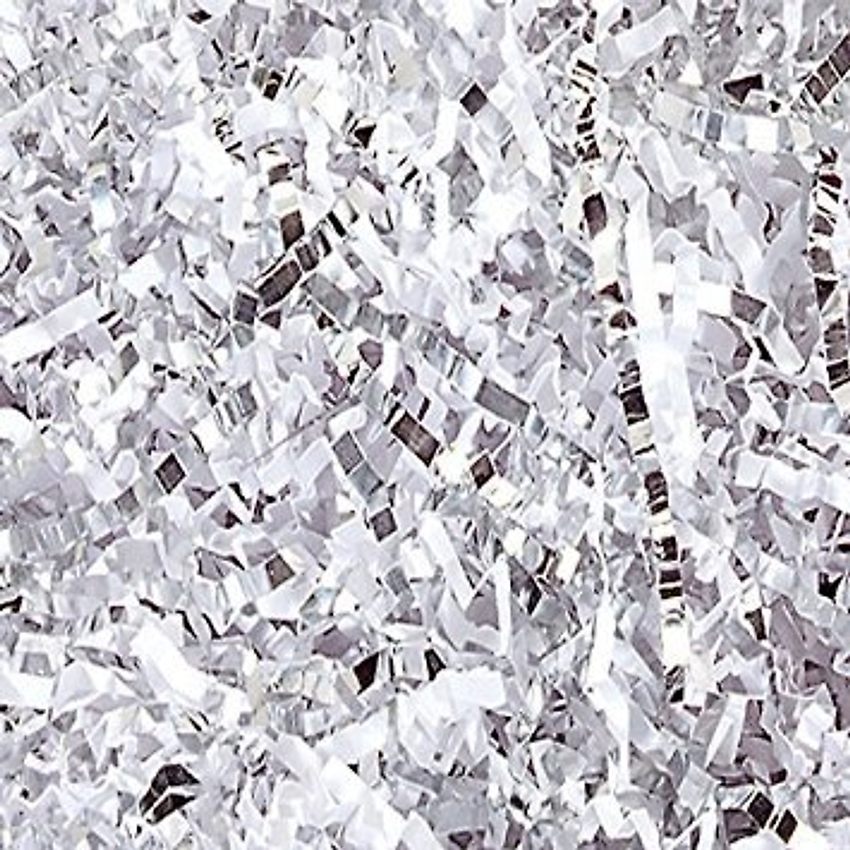 White and Silver Metallic Blend Crinkle Paper 1/2 Lb Bag 8 Ounces.