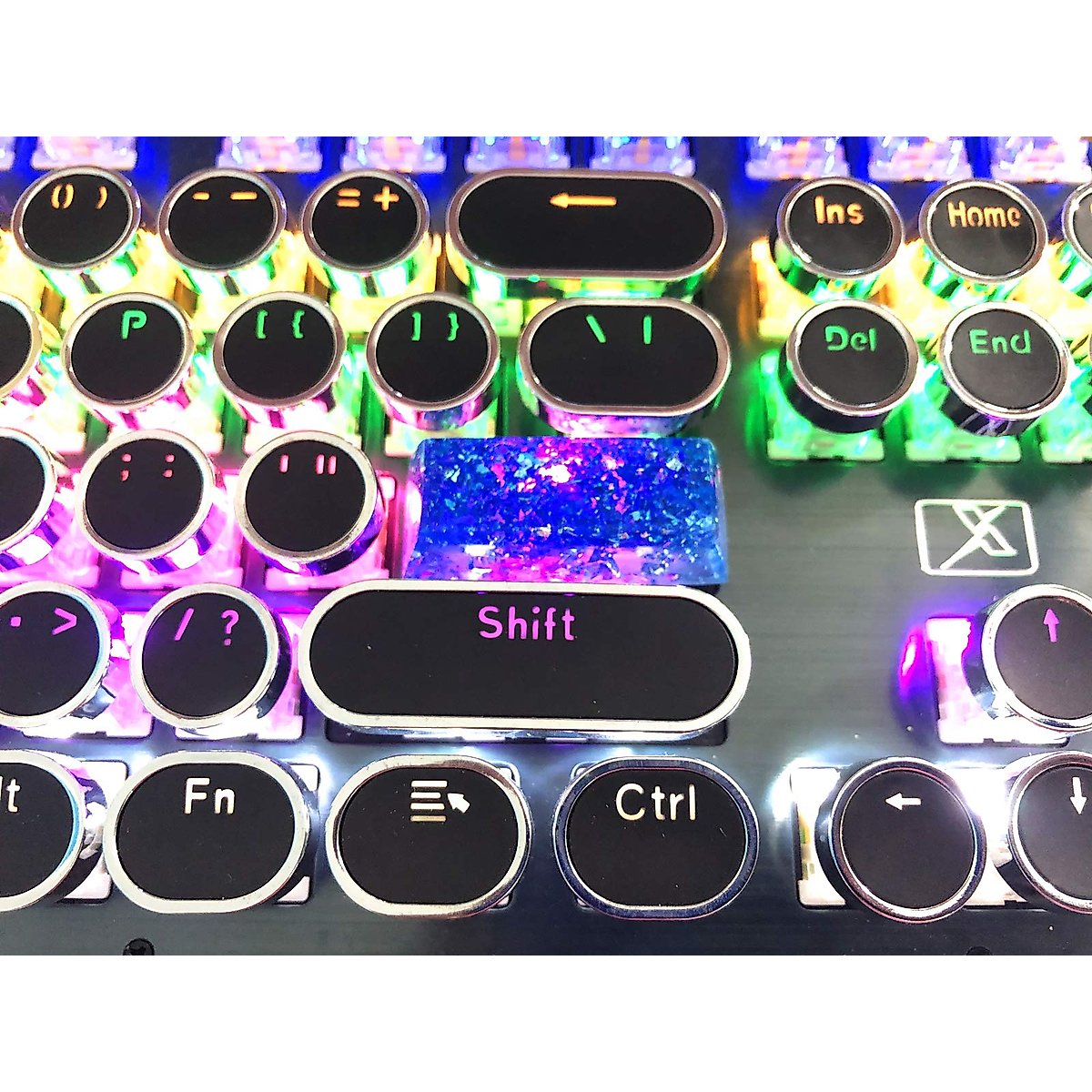 Handmade 2.25u Enter Keycap Thick Resin Translucidus Backlit Key Cap OEM Profile for Cherry MX Gaming Mechanical Keyboard (Blue)