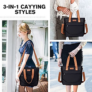 Fresh-flash Lunch Bag for Women Men Work, Large Insulated Lunch box, Leakproof Lunch Tote Bag Reusable Lunch Cooler with Removable Shoulder Strap, Side Pockets for Adults Picnic Camping-Black