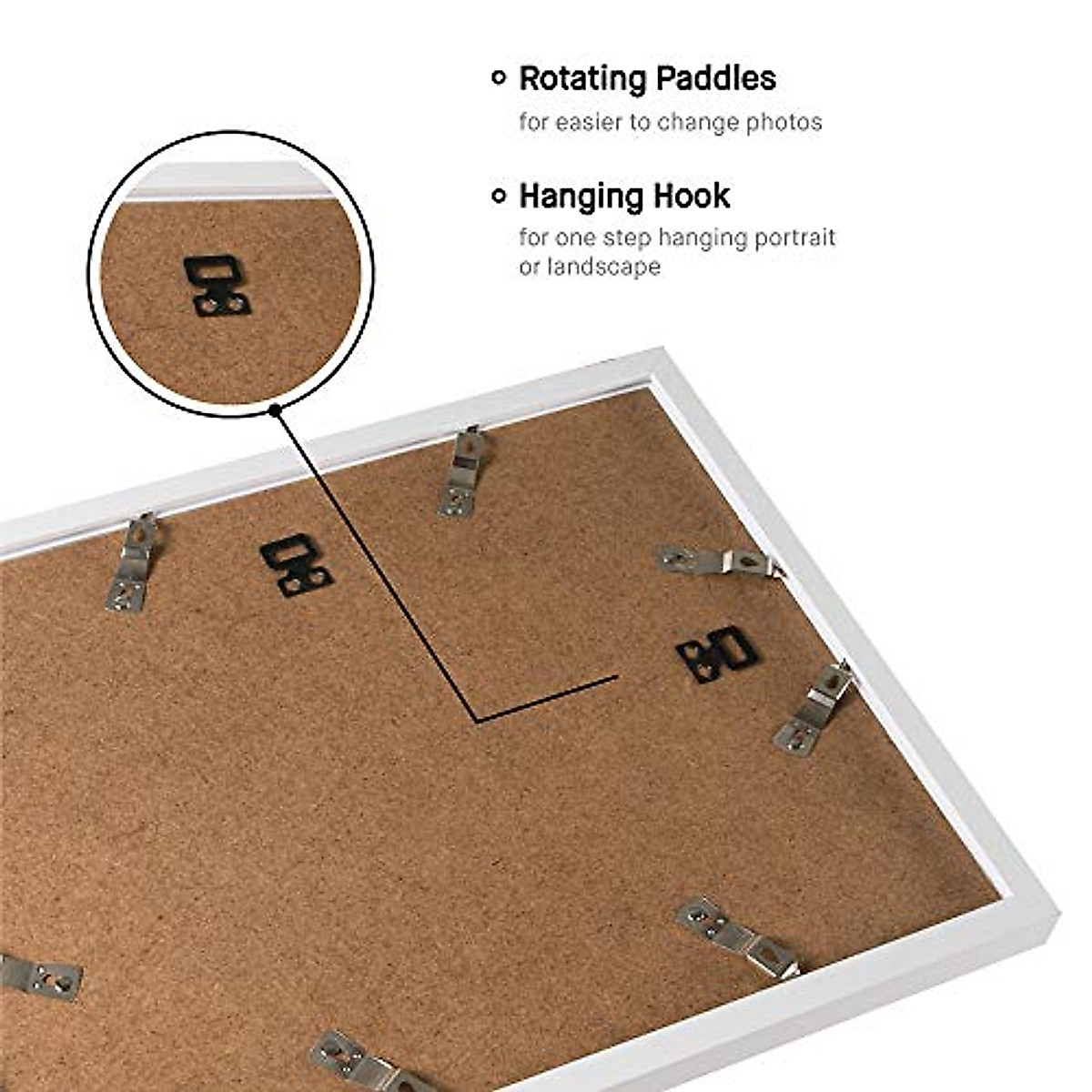 elabo 16x20 White Picture Frame (2 Pack) - High Definition Plexiglass Display Pictures 11x14 with Mat or 16x20 Without Mat - Vertical or Horizontal Wall Mounting