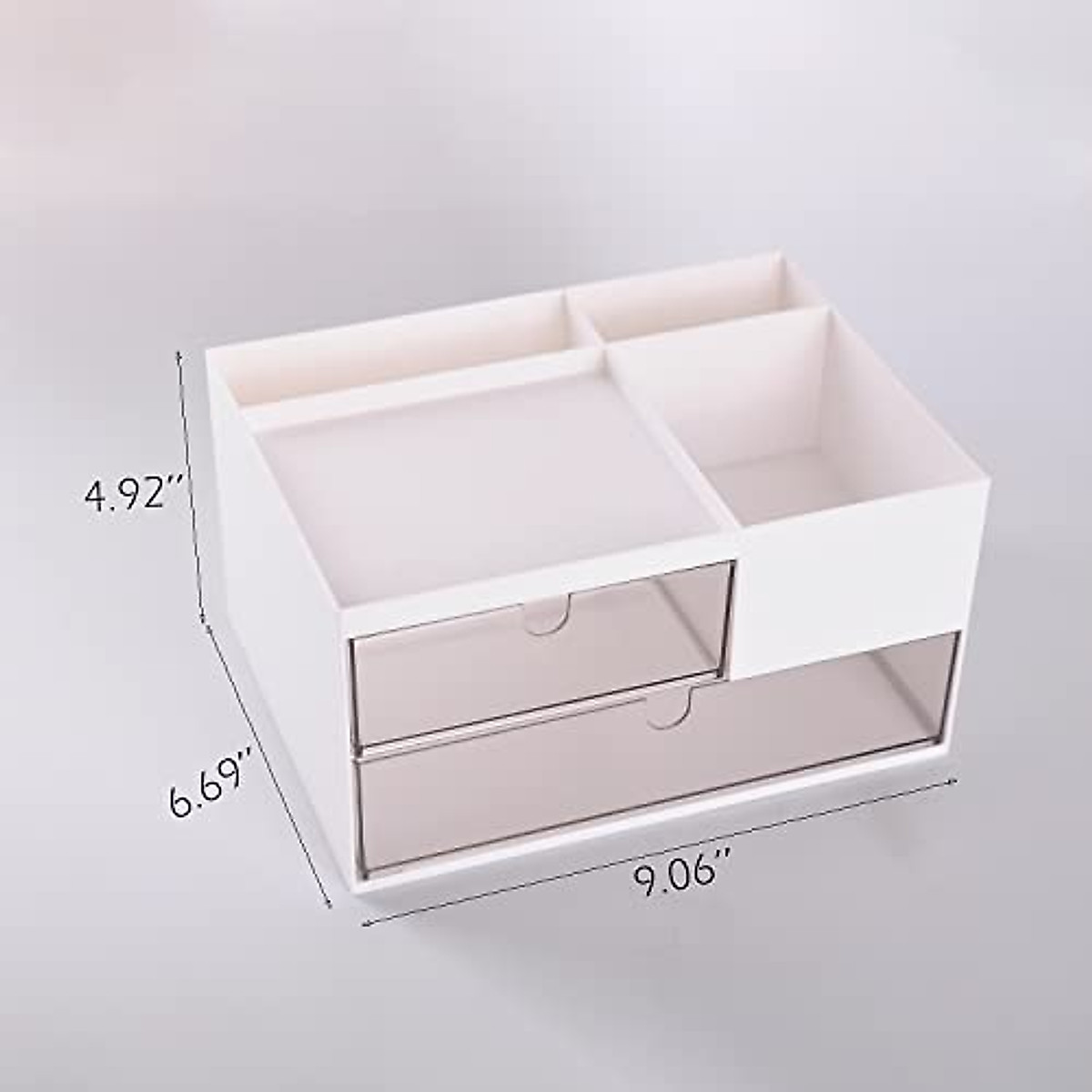 RAMFIYN Blue Kawaii Desk Organizer with 2 Drawers, 10 Compartments, Plastic Stationary Organizer for Home, School