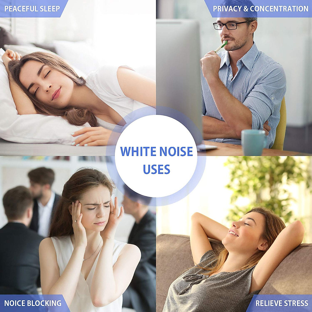 White Noise Machine for Sleeping Sound Machine Baby Kid Adult 26 HiFi Smoothing Sound Auto-Off Timer Memory Function Sleep Therapy for Home Nursery Office Privacy (Black-Blue)