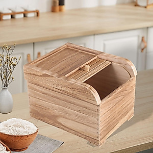 Bothyi Rice Storage Container, Dry Storage Rice Container Box, Rice Dispenser Wooden Cereal Containers Storage, Light Brown