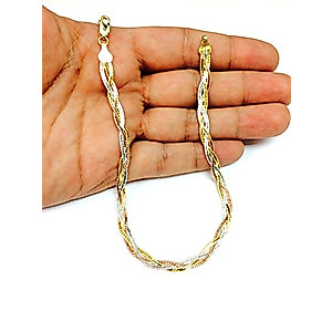 Jewelry Affairs Tricolor Braided Snake Chain Anklet In Sterling Silver, 10"