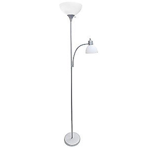 Simple Designs LF2000-SLV Mother-Daughter Floor Lamp with Reading Light, Silver