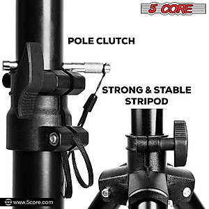 5 Core Speaker Stand Pair Tripod Floor Heavy Duty Adjustable Up to 72 Inch DJ Studio Monitor Stands Pole Mount - SS HD 2PK BLK Bag