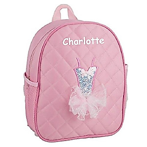 The Trendy Turtle Personalized Quilted Hot Pink Tutu Princess Themed Backpack Ballet Dance Bag with Custom Name
