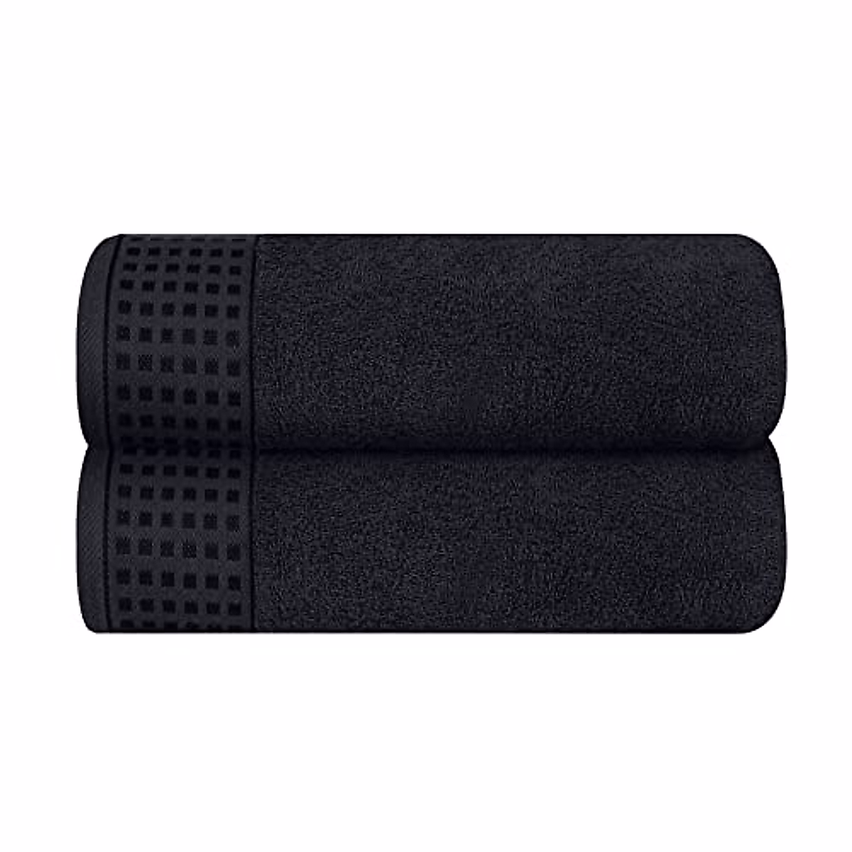 GLAMBURG 100% Cotton 2 Pack Oversized Bath Towel Set 28x55 Inches, Ultra Soft Highly Absorbant Compact Quickdry & Lightweight Large Bath Towels, Ideal for Gym Travel Camp Pool - Black