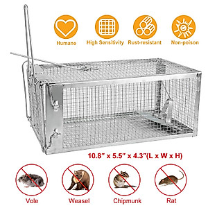 iMounTEK Animal Steel Cage Traps, Humane Live Mouse Trap Reusable Metal Rat Rodent Cage Catch Release Continuous Capture Indoor Outdoor