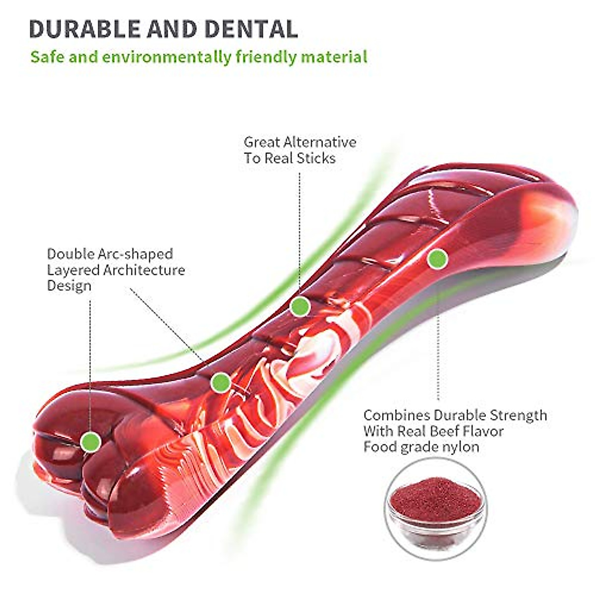 Dog Toys for Aggressive Chewers, Indestructible Durable Dog Chew Toys, Non-Toxic Food Grade Nylon Dog Bone Toy Reduces Boredom, Tested by Labrador, Golden Retriever, More Small Medium and Large Breed