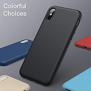 JETech Silicone Case for iPhone X, iPhone Xs, 5.8-Inch, Silky-Soft Touch Full-Body Protective Case, Shockproof Cover with Microfiber Lining (Black)