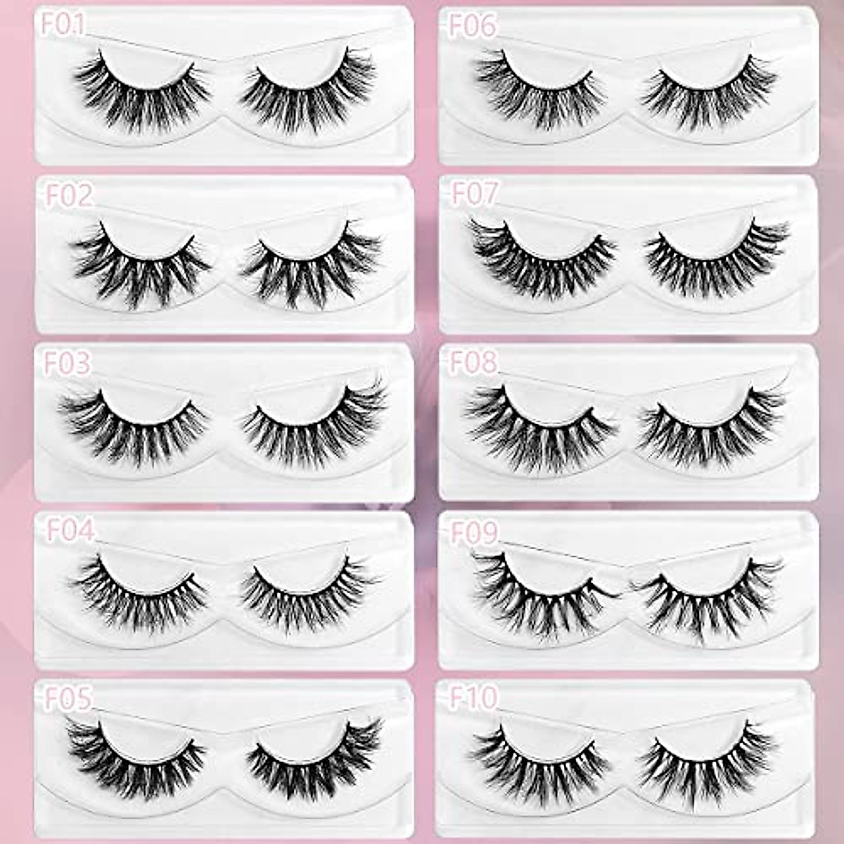 FARRED Wholesale Fluffy Dramatic Bulk Lashes Mix 10 Styles 30 pairs Pack Individual Box 10-18mm Volume Faux Mink Eyelash Thick 8D Fake Lash Short Natural Look Wispy Eyelashes (style i-30 pairs)