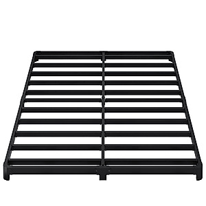 Likelalaso 3 inch Low Full Size Bed Frame with Rounded Corner, Heavy Duty Metal, Easy Assembly, Noise Free, Black