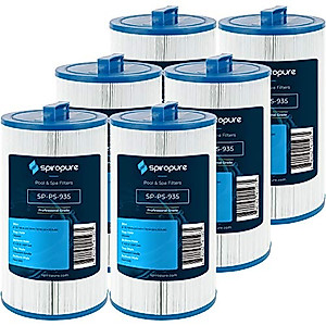 SpiroPure Replacement for Pleatco PWW35L Unicel 4CH-935 Filbur FC-0170 Baleen AK-90082 Nordic T-35 Waterway Plastics 817-4035 Hot Tub Spa Pool Filter Replacement Cartridge (Case of 6)