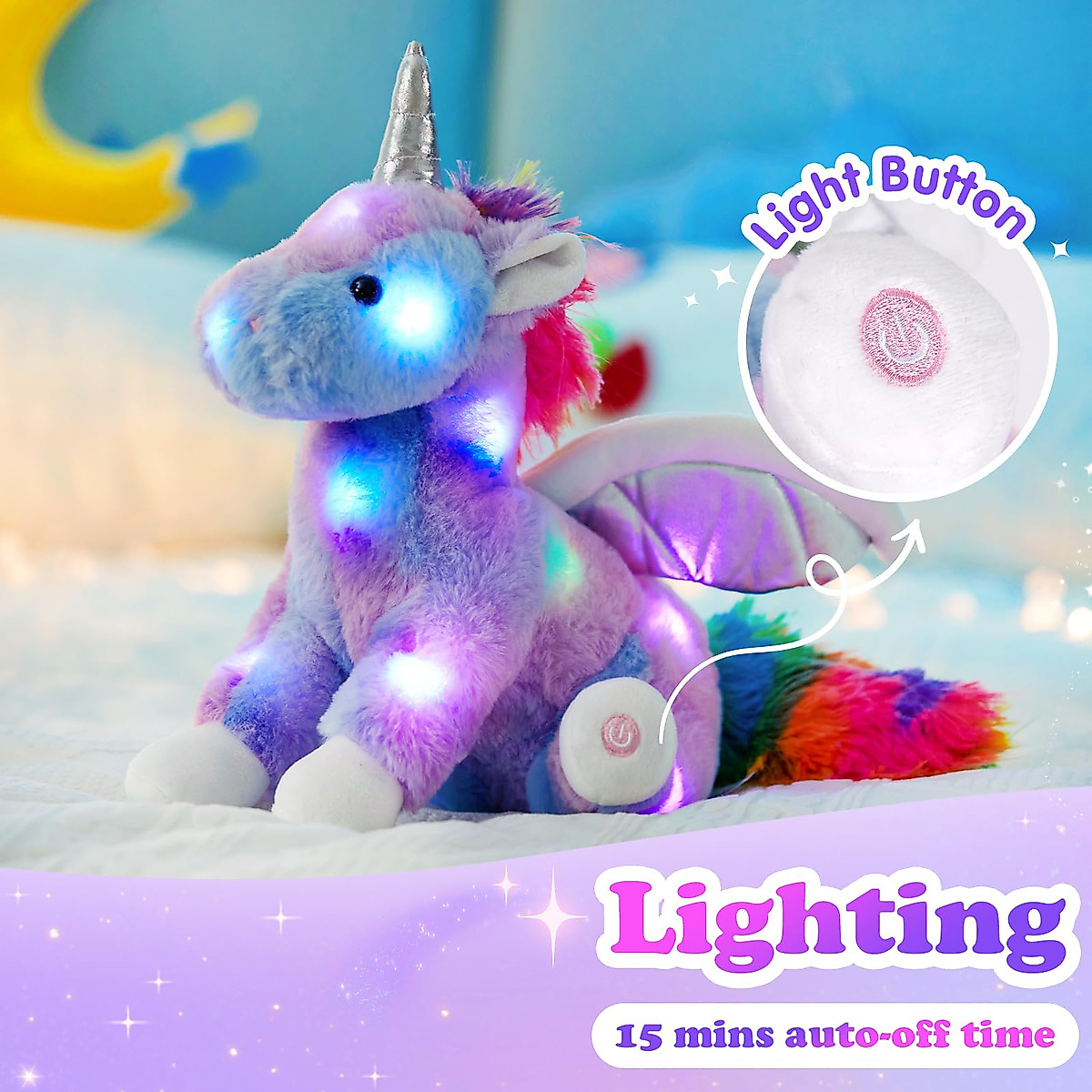 CozyWorld 16.5" Unicorn Light up Unicorn Stuffed Animal Glowing Soft Plush Toys Decor Birthday Christmas Children's Day Gifts for Toddlers Boys Girls Kids