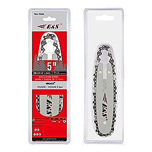 E & S Chainsaw Bar & Chain Combo 5 Inch .043" Gauge .030" Pitch 28 Drive Links, Semi Chisel 5 Inch Chainsaw Chain for Worx WG324E WG324E.9 Model