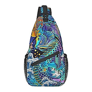 Dragon Animal Large Capacity Crossbody Sling Bag With Adjustable Shoulder Strap Backpack For Hiking Travel Sport Climbing
