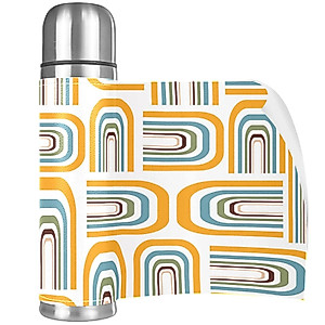 Stainless Steel Leather Vacuum Insulated Mug Rainbow Thermos Water Bottle for Hot and Cold Drinks Kids Adults 16 Oz