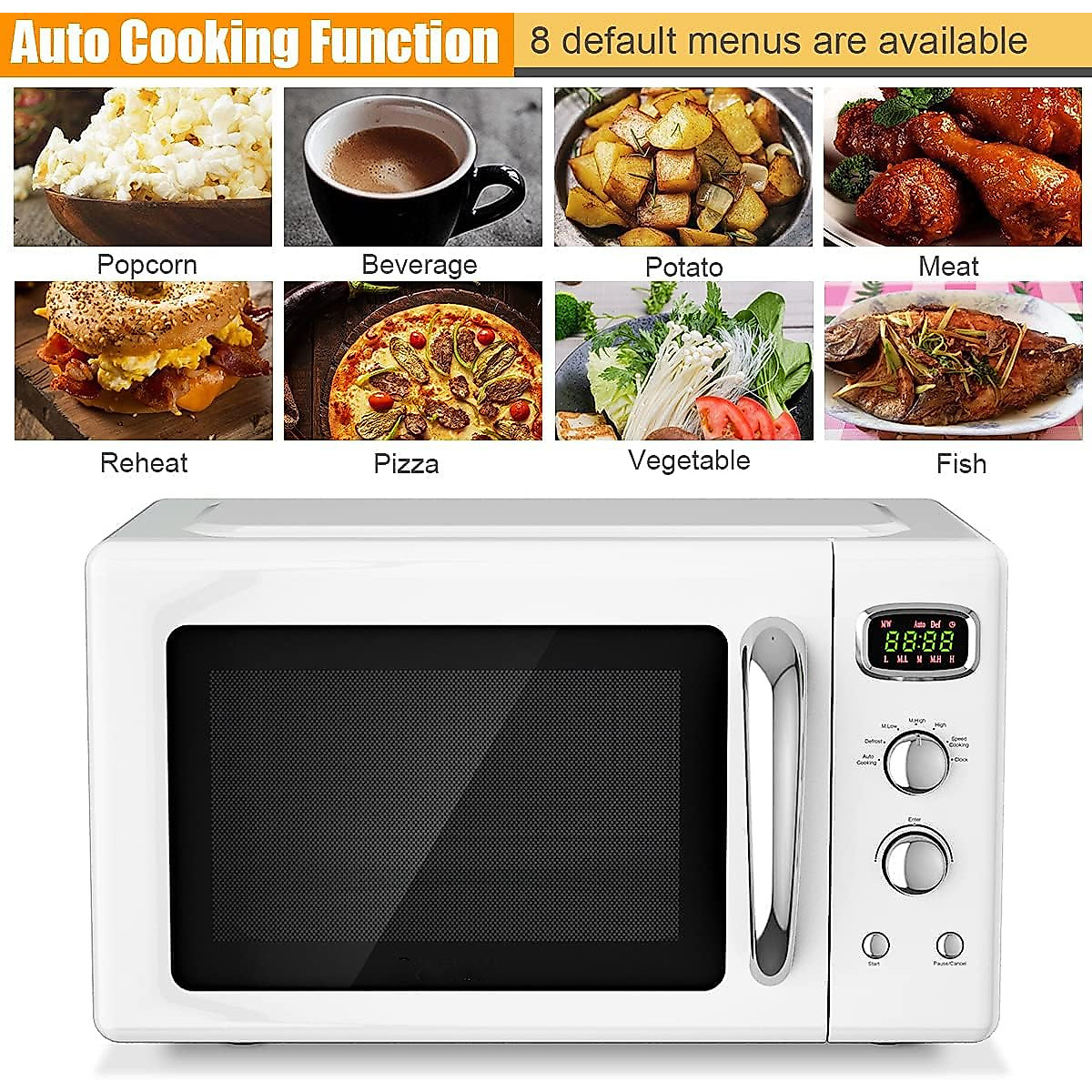 MAT EXPERT 0.9 Cu.ft Compact Microwave Oven, Digital Timing & 5 Micro Power, 25L Small Microwave w/Glass Turntable & 6 Preset Buttons, Delayed Start Function, 900W Mini Microwave w/Child Lock (White)