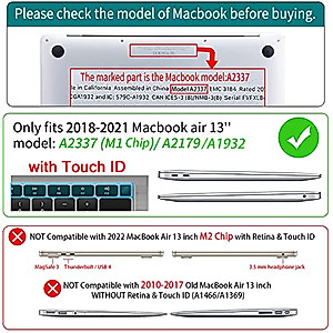Teryeefi Compatible with 2020 MacBook Air 13 inch Case 2021 2019 Model M1 A2337 A2179 A1932, Clear Hard Shell Case & Keyboard Cover & Screen Protector for Mac Air 13 with Touch ID, Tropical Leaves