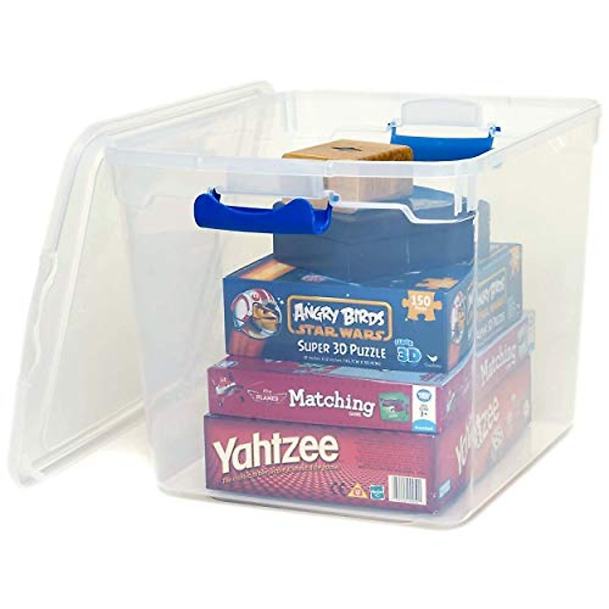 HOMZ Heavy Duty Modular Clear Plastic Stackable Storage Tote Containers with Latching and Locking Lids, 31 Quart Capacity, 12 Pack