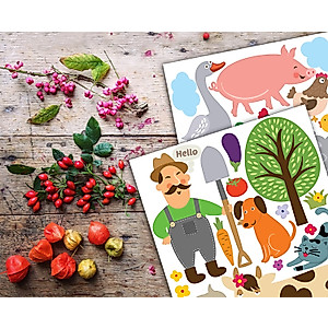 Farm Animal Barnyard Wall Decals for Kids - Farming Baby Room Children Stickers for Toddlers Bedroom - Animal Wall Decor Nursery Art [>40 Art playroom clings] + Free Bird Gift!