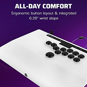 Victrix Pro FS-12 Esports Playstation Fight Stick All Button Arcade Controller for Playstation 5 / PS5, PS4, PC, Tournament Grade 12-Button Sanwa Denshi, Durable Aluminum, Detachable Joystick, Lockable Control Bar for Fighting Games (White)
