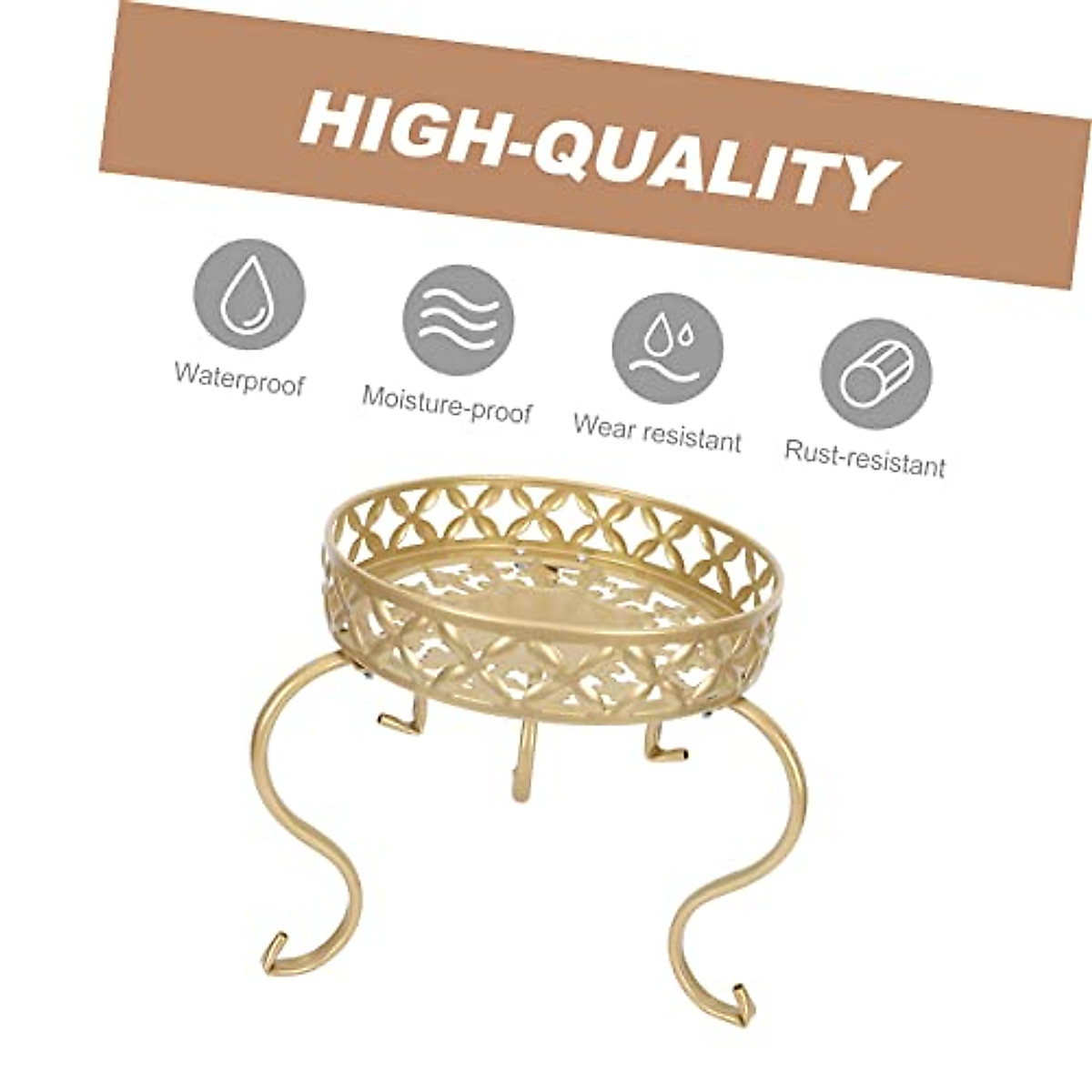 Yardwe Steel Heavy Trivet Art Stands Storage Outdoor Flowerpot Pot Bonsai Retro Flower Gold Metal Pots Shelf and Inch Base Supports Garden Round X Iron Containers Support Golden Planter