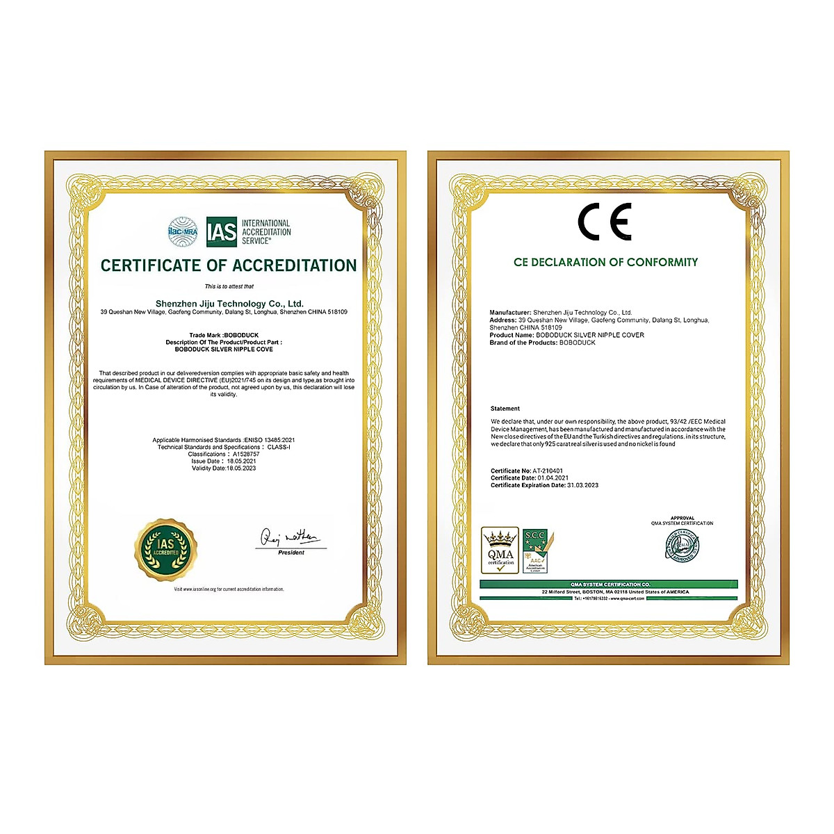 Boboduck The Original Silver Nursing Cups - Nipple Shields for Nursing Newborn, Newborn Breastfeeding Must Haves for Soothe and Protect Your Nursing Nipples - Trilaminate 999 Silver (Regular Size)