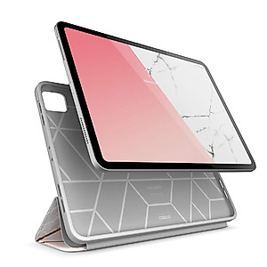 i-Blason Cosmo Case for New iPad Pro 12.9 Inch (2022 2021 2020 Release), Full-Body Trifold Stand Protective Case Smart Cover with Auto Sleep/Wake & Pencil Holder (Marble)