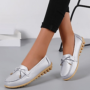 MLAGJSS Casual Walking Shoes Women Slip Walking Shoes Chunky Heel Pumps Womens Shoes Size 12 Gift for Women(0704A30 Silver,Size 8)