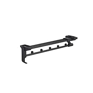 Heavy Duty Extendable Pull Out Closet Rod Sliding Wardrobe Closet Rod Hanging Rod for Closet Storage Wardrobe Clothes Hanger Rail Towel Ideal for Closet(Black) (30 cm/11.8 inch)