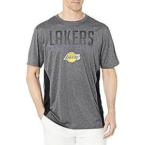 Ultra Game NBA Los Angeles Lakers Mens Active Tee Shirt, Charcoal Heather, Large