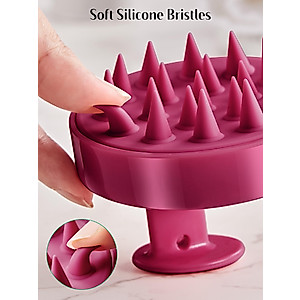 HEETA 2 Pack Hair Scalp Massager Shampoo Brush for Hair Growth, Hair Scalp Scrubber with Soft Silicone, Wet and Dry Hair Detangler (Red & Black)