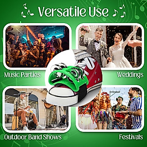 Flexzion Foot Tambourine Percussion with Double Row Steel Jingles - Foot Shaker Musical Instrument Drum Party Shoes Gift Singer Vocalists Cajon & Guitar Players (Green)