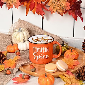 YHRJWN - Fall Coffee Mug, Pumpkin Spice Coffee Mug, Autumn Mug, Fall Cup, Thanksgiving Halloween Mug, Fall Autumn Decor, Thanksgiving Christmas Gifts for Women Men, Orange 15 Oz