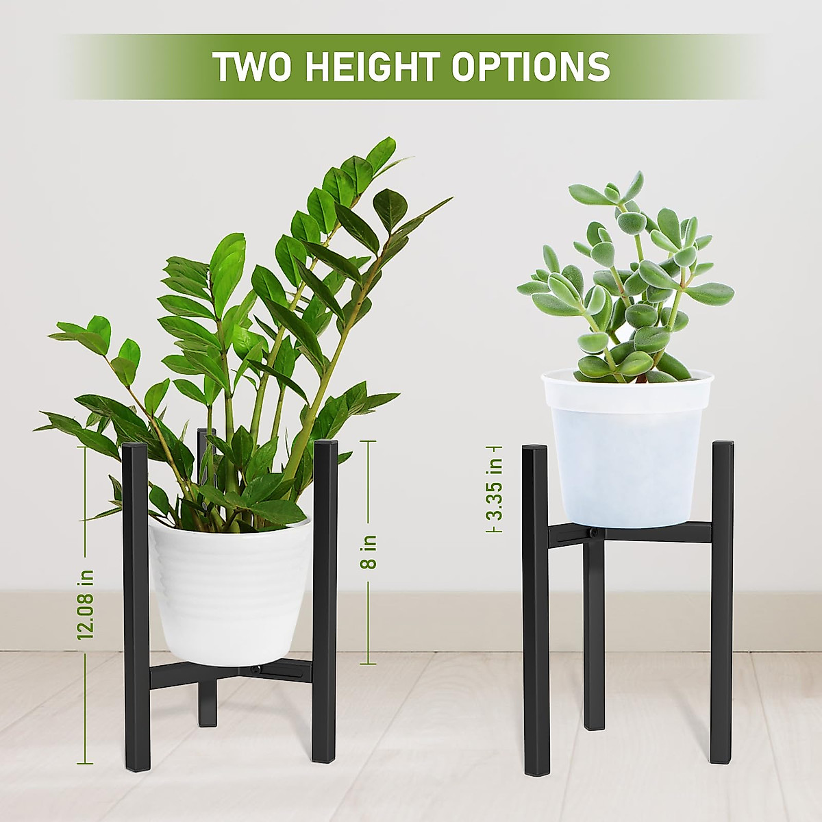 Blvornl Adjustable Plant Stand, Mid-Century Modern Metal Plant Stand 3 Legs Heavy Duty for 8"-12" Plant Pot, Flower Potted Plant Holder Display for Indoor and Outdoor(Black, Excluding Potted Plant)