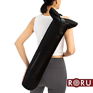 RORU Concept PRO Series Eco-Friendly Exercise Yoga Mat with Large Carrier Tote Bag, Washable, Water Proof, Adjustable - Natural, Non-Slip Floor Mat for Women and Men, 73x24 Inch, 5 mm Thick