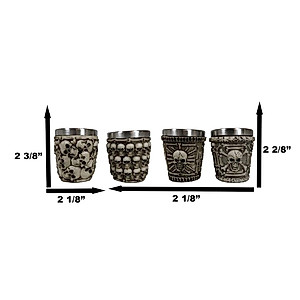 Ebros Ossuary Macabre Graveyard Piled Up Morphing Skulls And Skeleton Bones Resin Shot Glass With Stainless Steel Inner Cup Liner Skeleton Skull Shooter Drinkware Decor