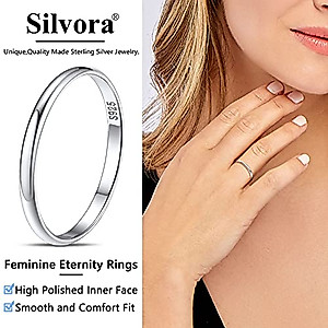 Women Stacking Rings Sterling Silver Thin 2mm Wedding Band Finger Charms Polishing Surface Engagement Eternity Ring Accessories