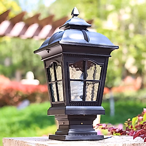 WENZIFI Outdoor Column Lights, Waterproof Post Lights Fixture Aluminium Glass Modern Pillar Lights Outdoor Decorations for Patio Villa Garden Fence Column Post Lights E26