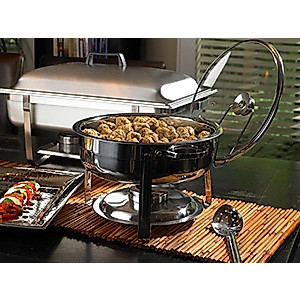 Artisan Stainless Steel Round Buffet Chafer with Glass Lid, 4-Quart Capacity