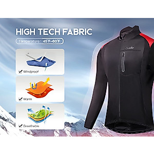 Santic Men's Cycling Bike Winter Jackets Windproof Fleece Thermal Warm UP Running Bike Bicycle Jacket Breathable Reflective Softshell Windbreaker