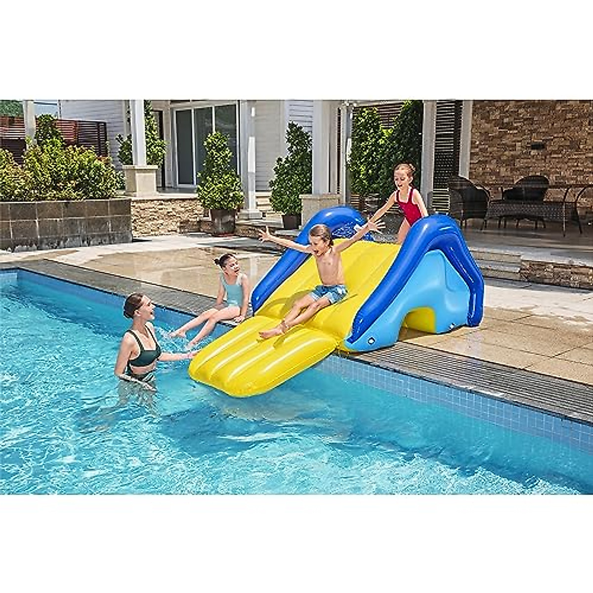 Bestway H2OGO! Giant Inflatable Outdoor Swimming Pool Water Slide with Built-In Sprinkler, Large Platform, and 4 Water Chambers for Stability