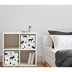 Sweet Jojo Designs Black and White Woodland Moose Organizer Storage Bins for Rustic Patch Collection - Set of 2