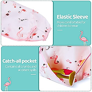 Tarpop 15 Pcs Long Sleeve Baby Bibs for Eating, Fabric Waterproof Sleeved Bib Full Coverage Toddler Bib Baby Smock with Large Pocket Soft Shirt Bibs for Babies Feeding, Fits Ages 6-24 Months