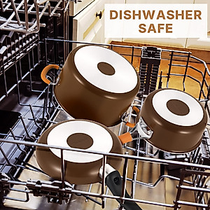 EPPMO Healthy Ceramic Skillet With Stay Cool Bakelite Handle, Small Open Fry Pan Without Lid, Brown, 8 Inch