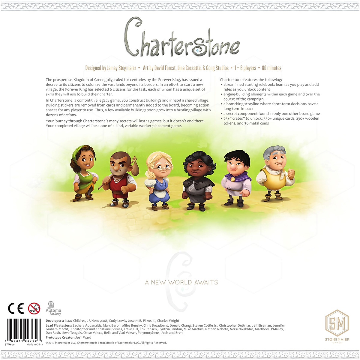 Stonemaier Games: Charterstone | A Competitive Legacy Village-Building Board Game for Adults | Witness Your City Flourish and The Board Change Forever as You Play | 1-6 Players, 75 Mins, Ages 14+