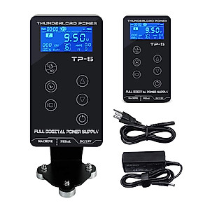 TATELF Digital Tattoo Power Supply Touch Screen LCD Power Source for Coil Rotary Tattoo Machines Gun kit Blue
